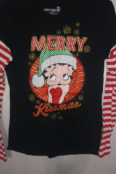 Betty Boop | Tops | Betty Boop M Merry Naughty Kissmas Christmas Top ...